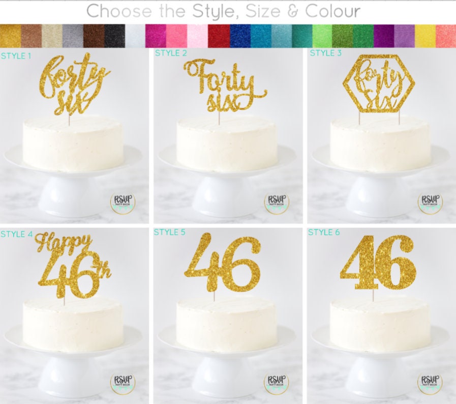 Forty Six Cake Topper, 46 Cake Topper, Fortysix Cake Topper, Forty-six ...
