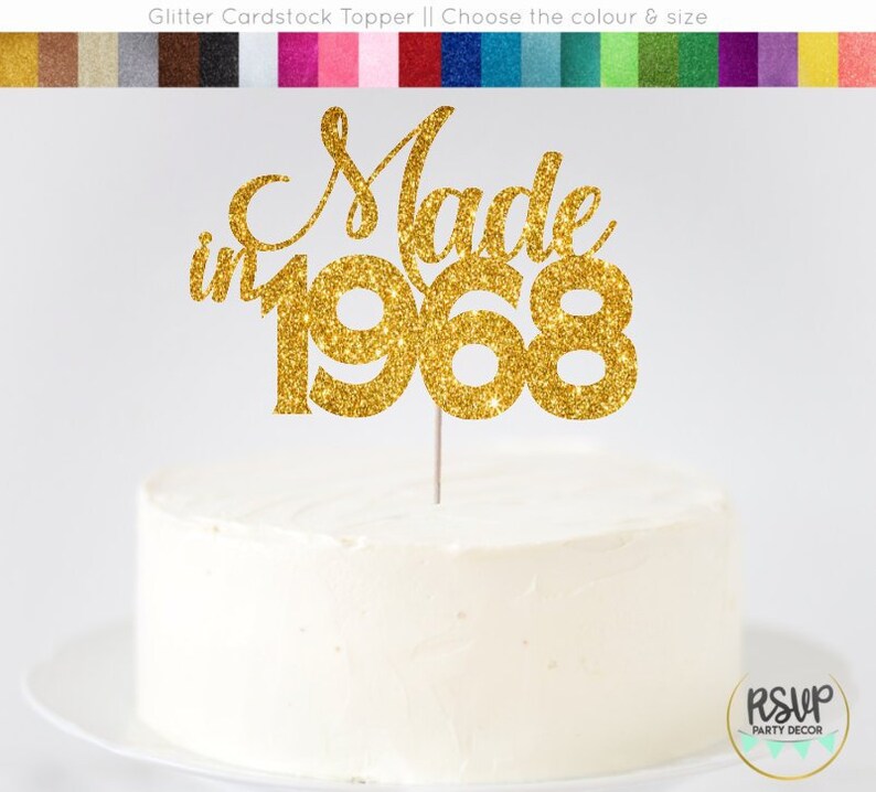 Made in 1968 Cake Topper 52nd Birthday Cake Topper Made in | Etsy