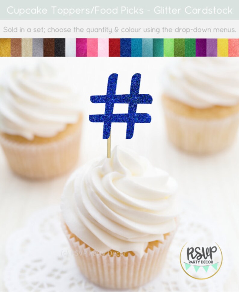 Hashtag Symbol Cupcake Toppers Cupcake Toppers Pound Sign | Etsy