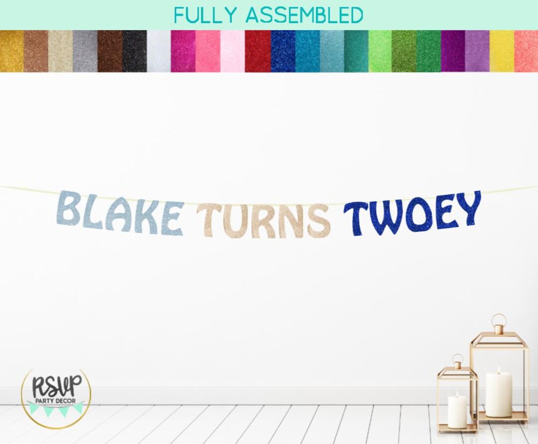 Custom Turns Twoey Banner, Second Birthday Decorations, Custom 2nd ...