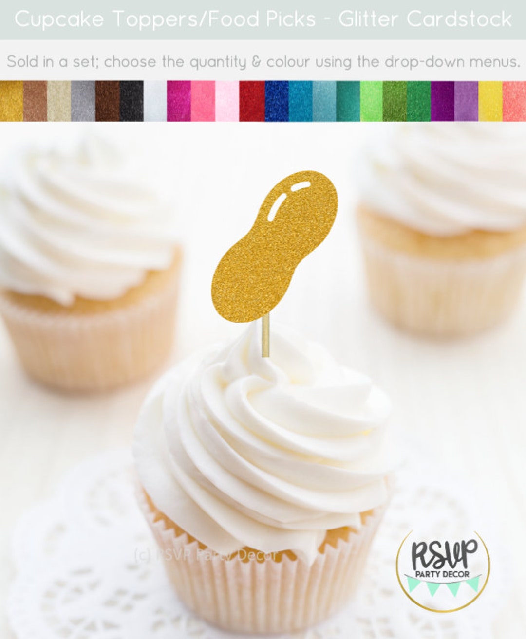 Peanut Cupcake Toppers, Elephant Birthday Party Decor, PB and J Party ...