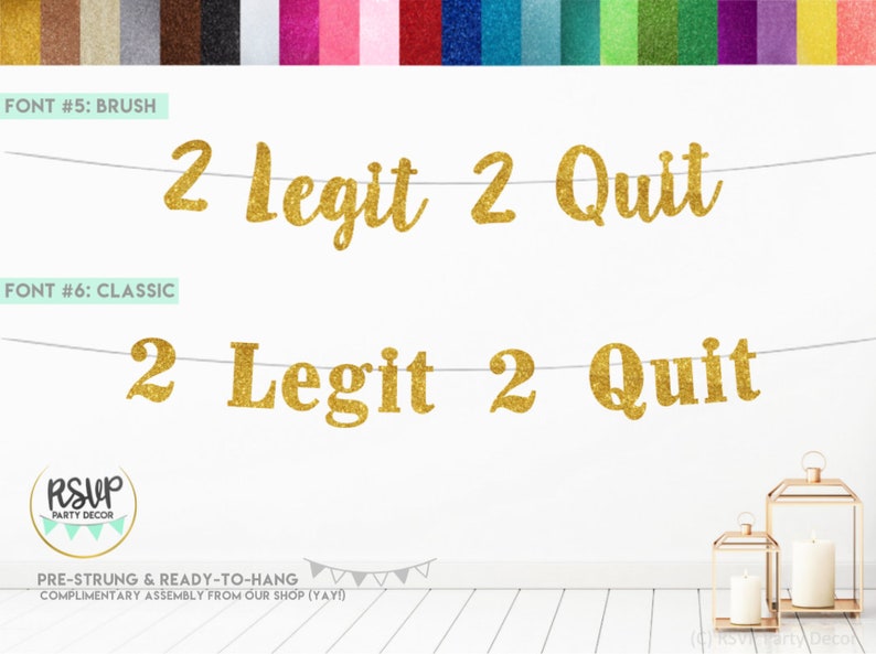2 Legit 2 Quit Banner Glitter Two Cool Sign Second Birthday - Etsy