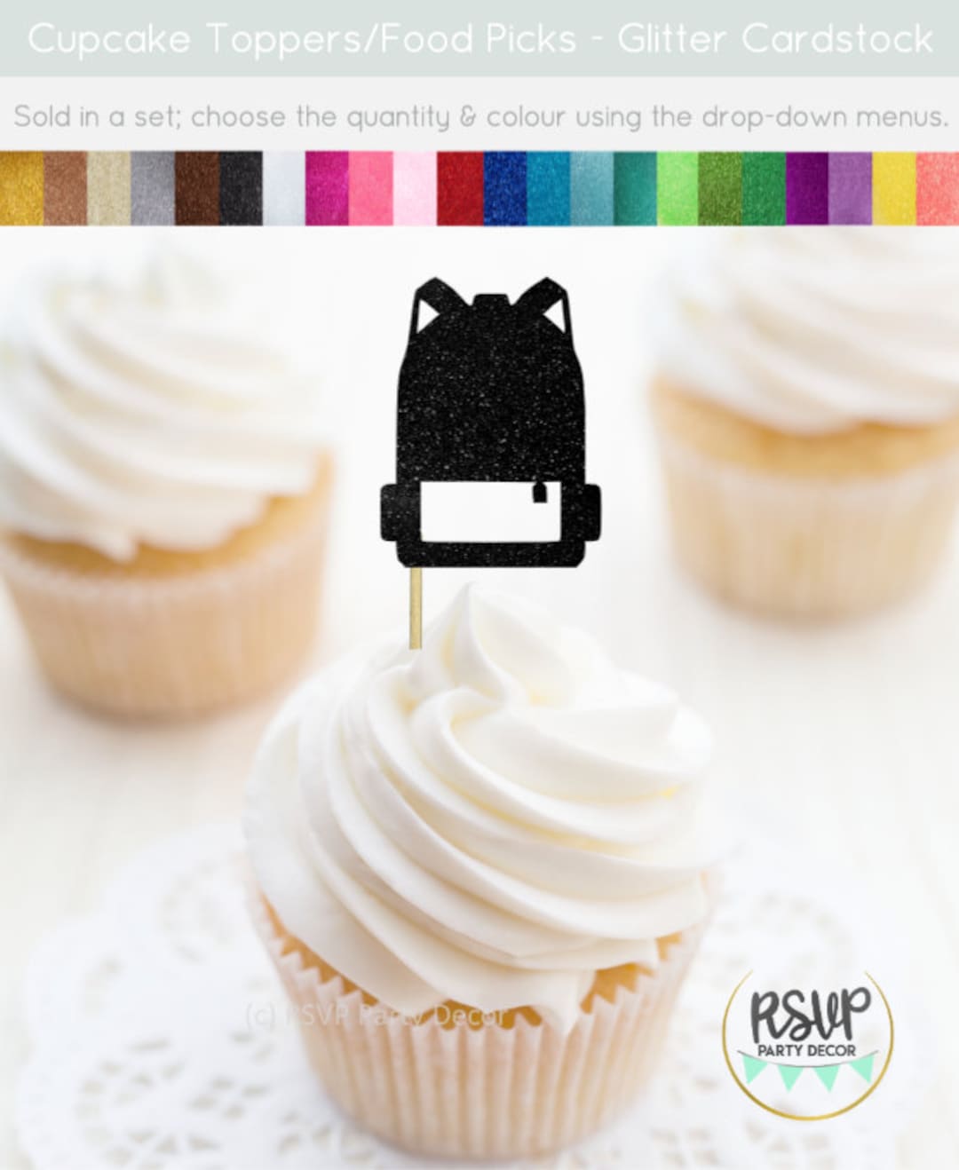 Backpack Cupcake Toppers, Camping Cupcake Toppers, School Themed Party ...