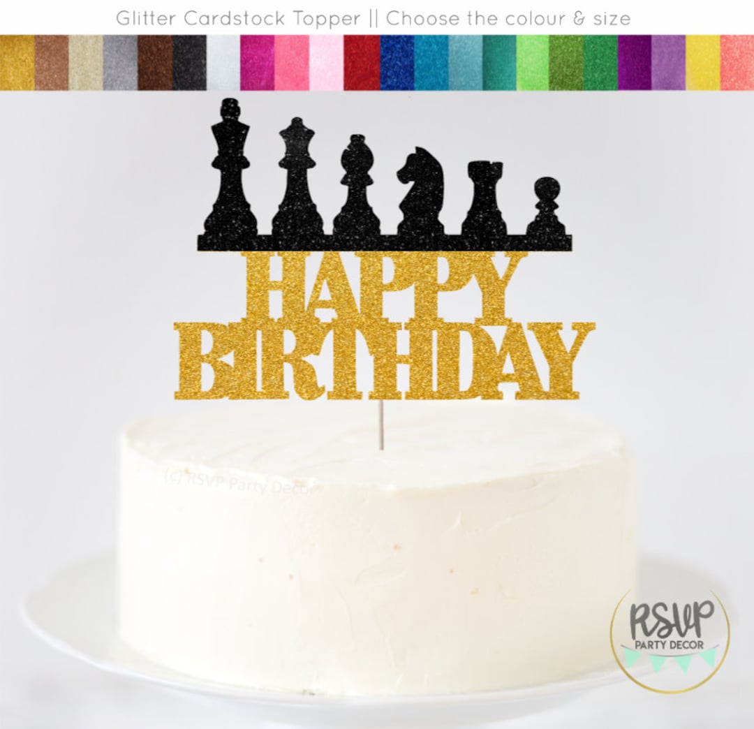 Chess Happy Birthday Cake Topper, Chess Birthday Cake Topper, Chess ...
