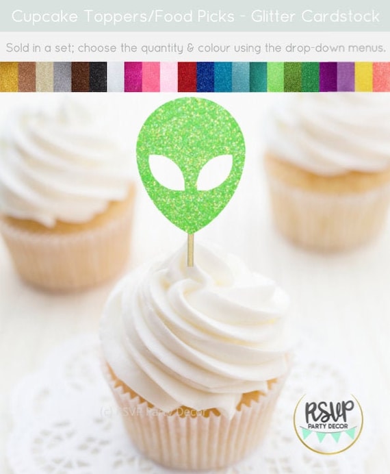Alien Cupcake Toppers, Alien Food Picks, Alien Theme Birthday Decor ...