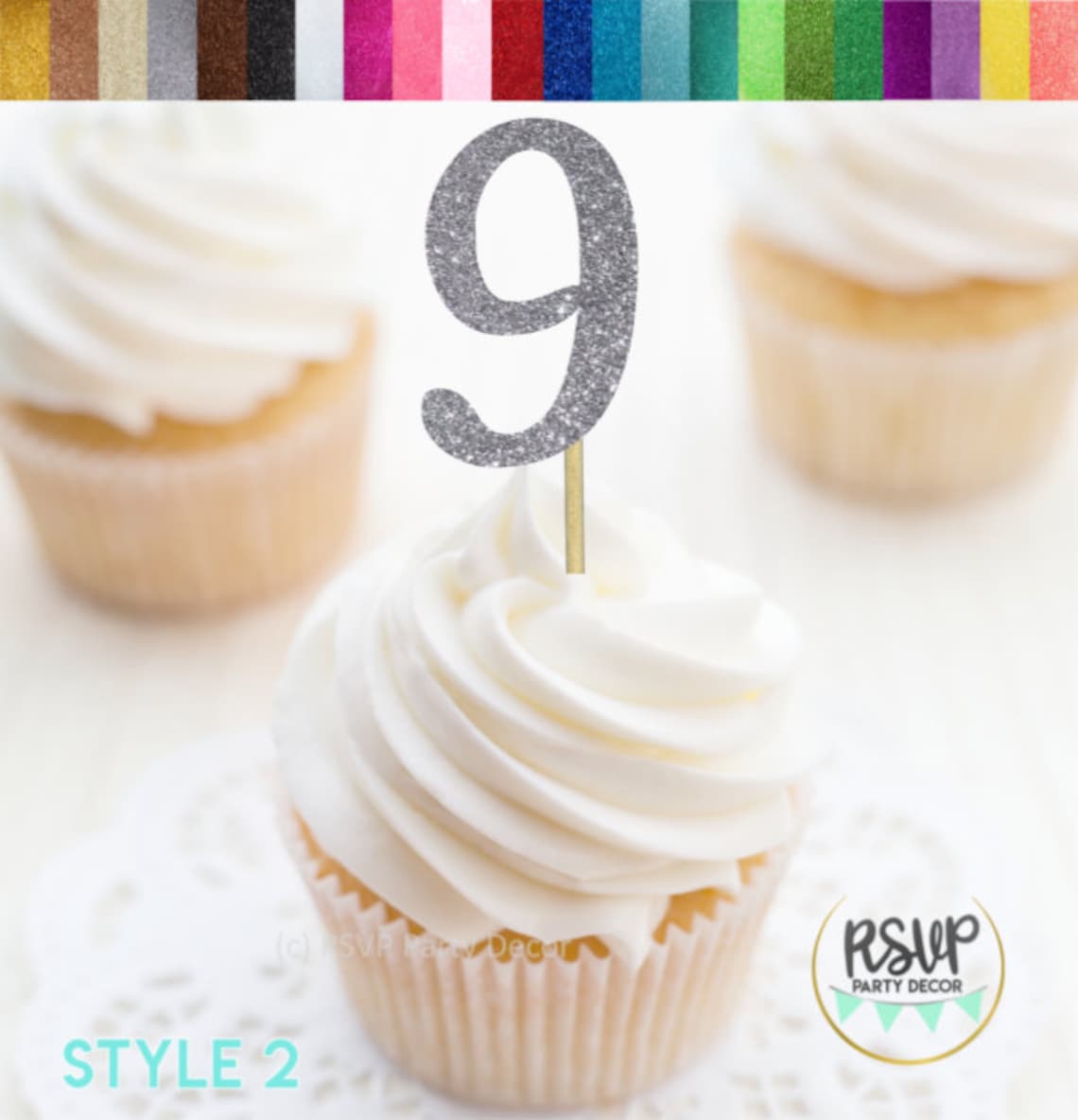 Number 9 Cupcake Toppers Nine Food Picks 9th Birthday - Etsy