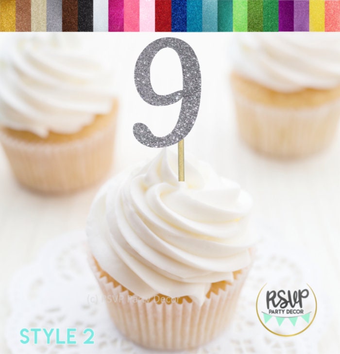 Number 9 Cupcake Toppers Nine Food Picks 9th Birthday - Etsy