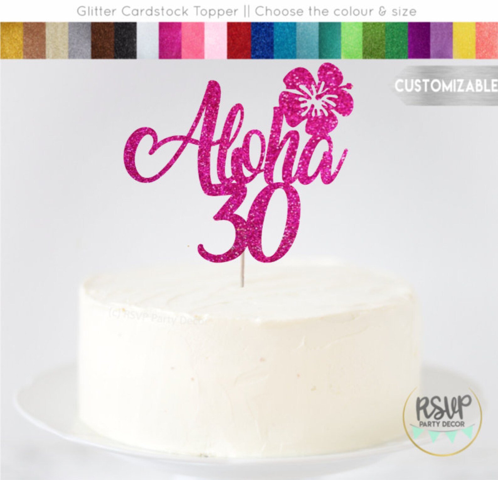 ANY AGE Aloha Number Cake Topper, Aloha Cake Topper, Hawaiian Birthday ...