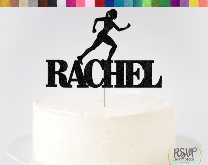 Custom Running Woman Cake Topper, Runner Birthday Party Decorations ...