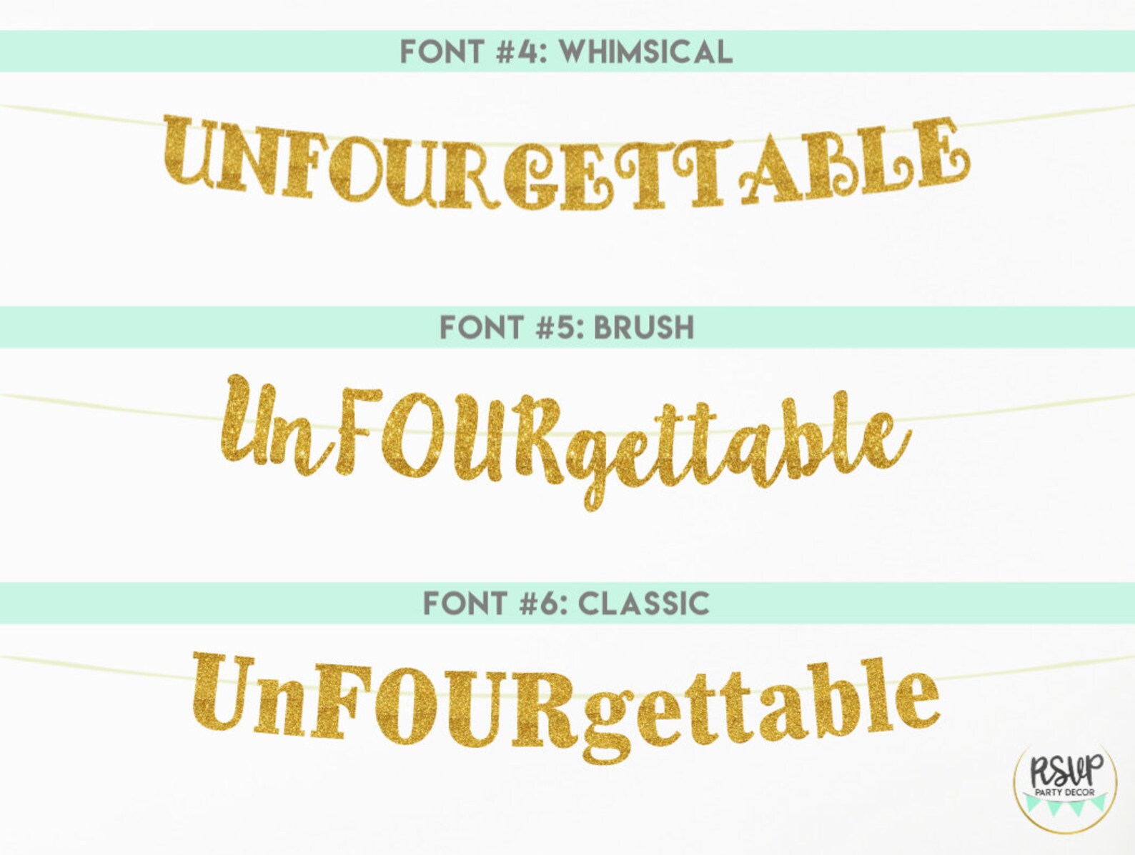 Unfourgettable Banner, 4 Garland, Un Four Gettable Banner, 4th Birthday ...
