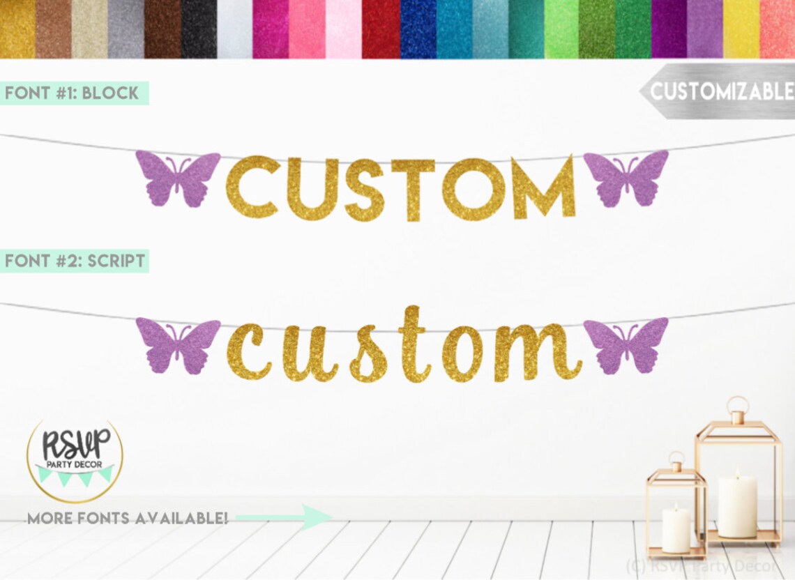 Custom Butterfly Banner Butterfly Themed Party Decorations - Etsy