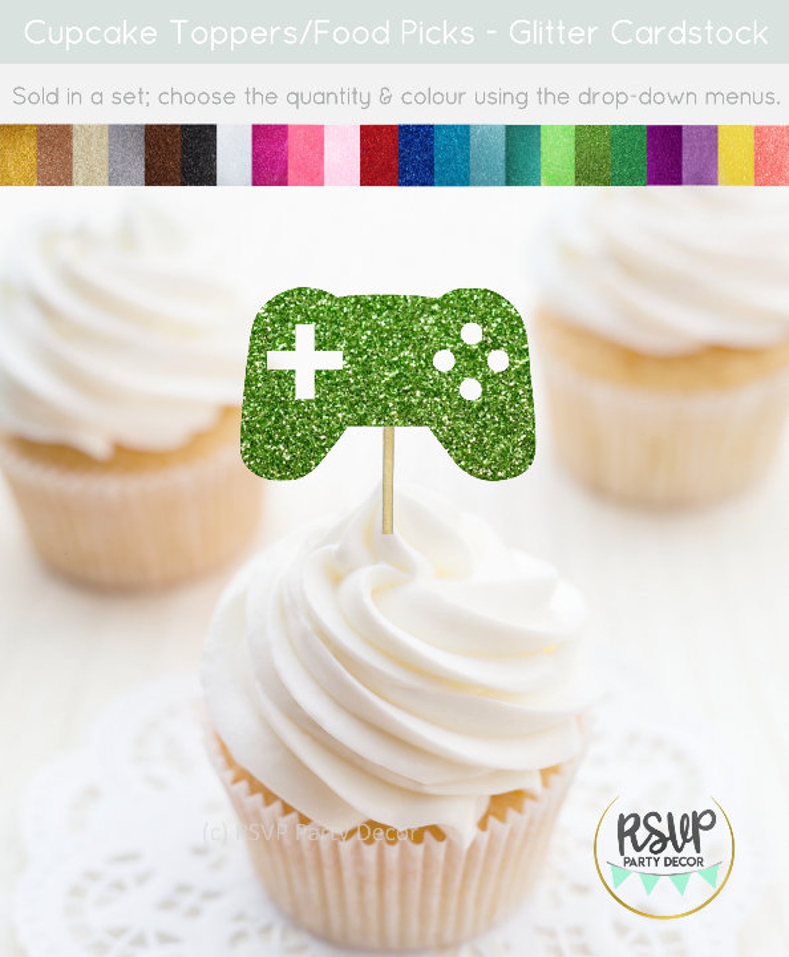Video Game Controller Cupcake Toppers Video Game Party | Etsy