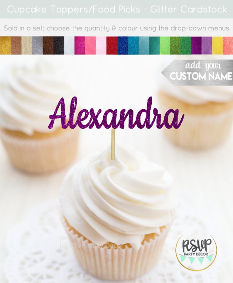 Custom Name Cupcake Toppers Personalized Cupcake Toppers - Etsy