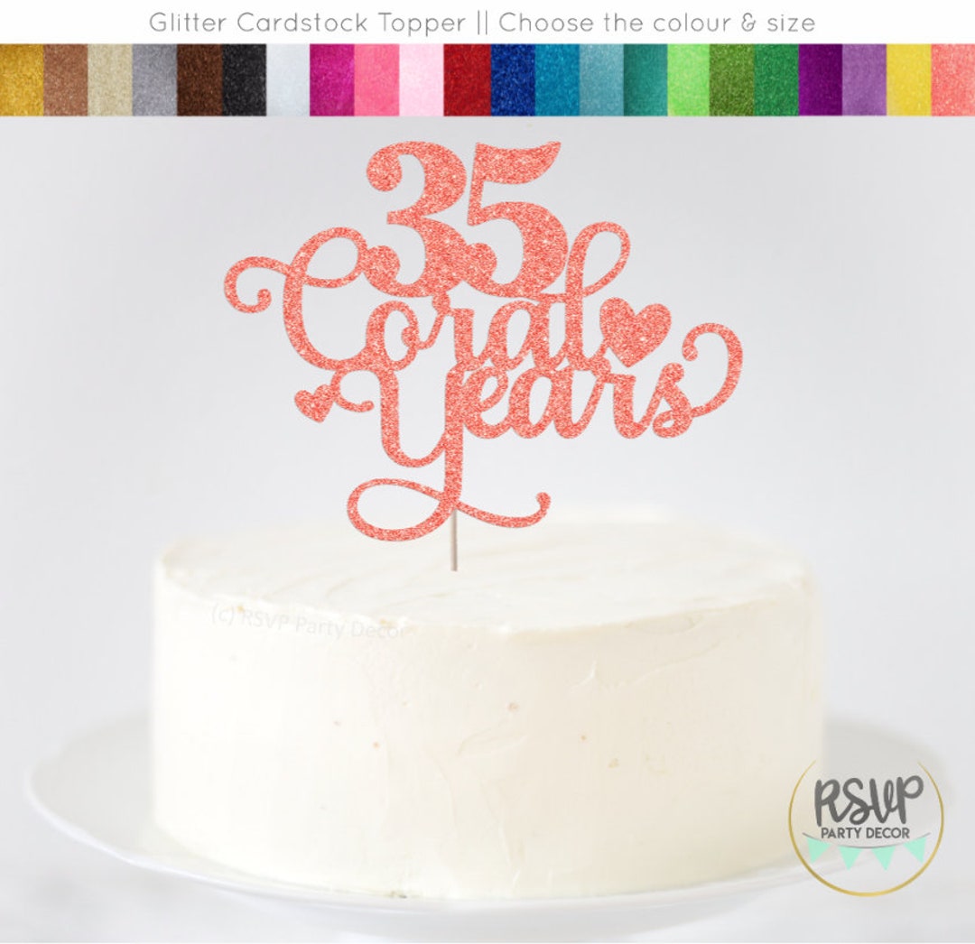 35 Coral Years Cake Topper, Coral Anniversary Cake Topper, Coral ...