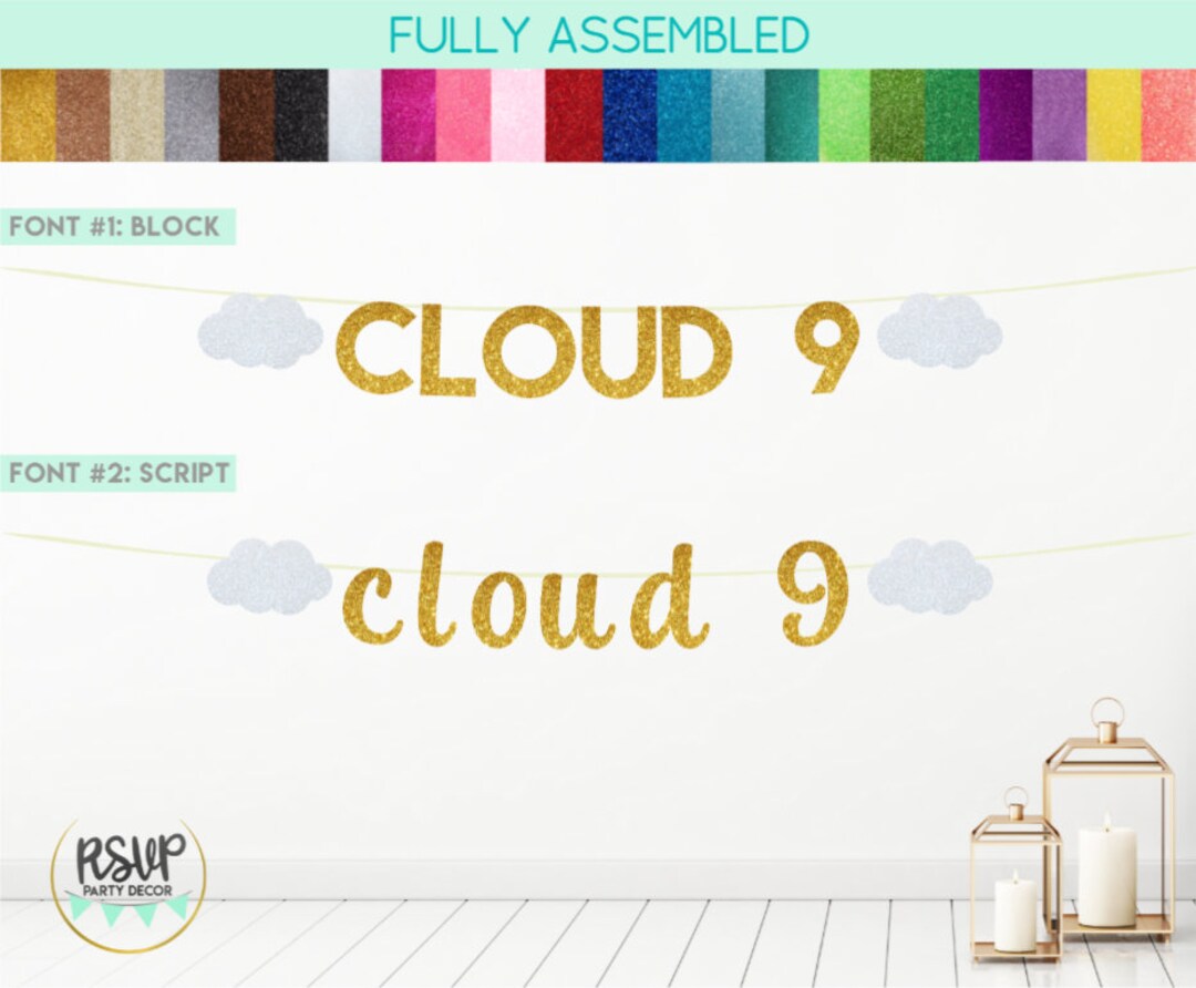 Cloud 9 Banner, 9th Birthday Party Decorations, 9th Birthday Banner, I ...
