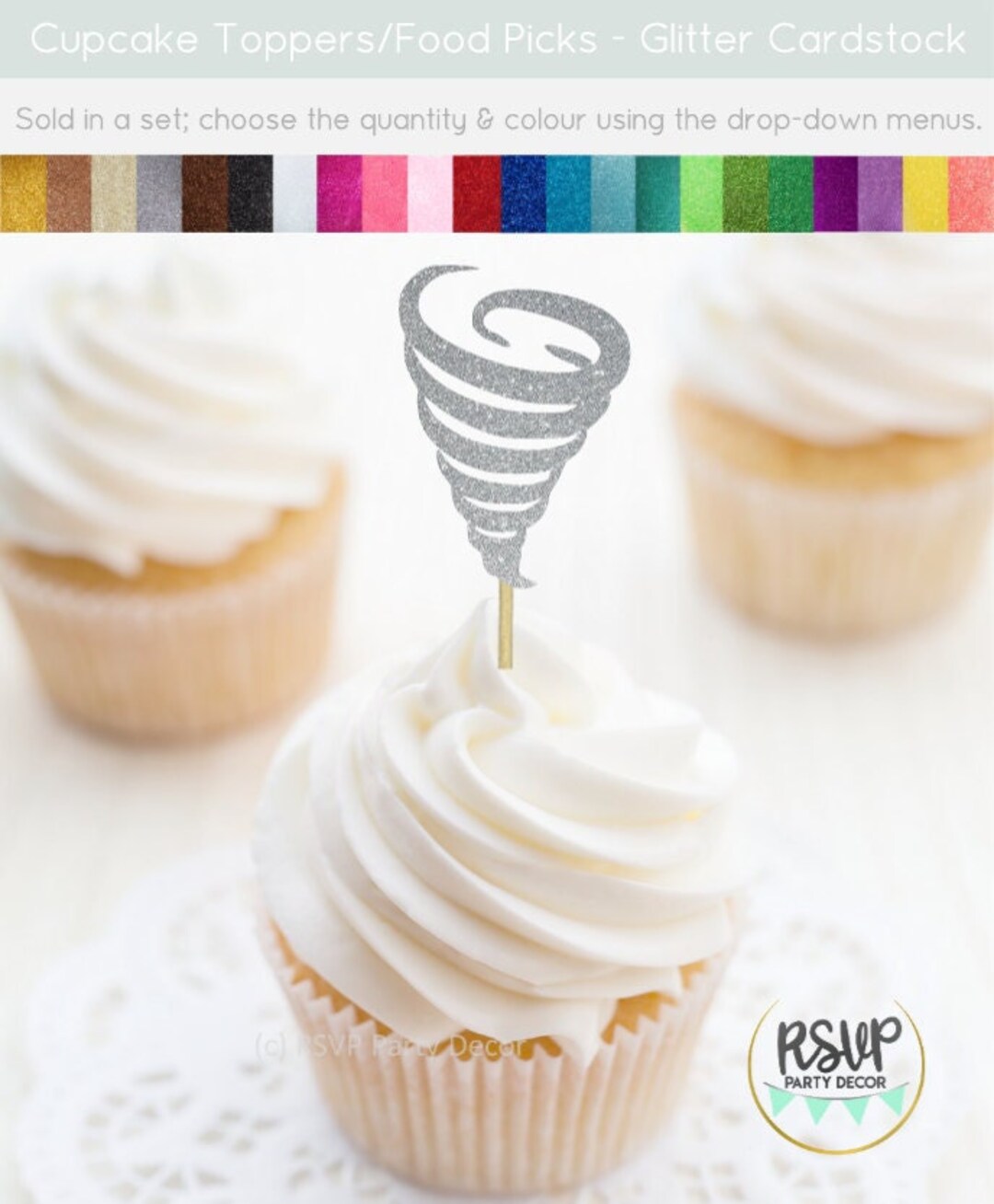 Tornado Cupcake Toppers, Weather Birthday Party Decor, Fournado Cupcake ...