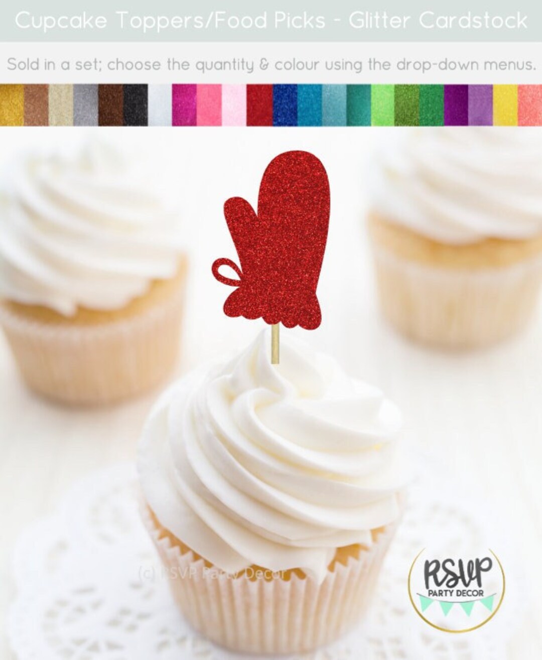 Oven Mitt Cupcake Toppers, Bakery Party Decor, Cookie Themed Birthday ...