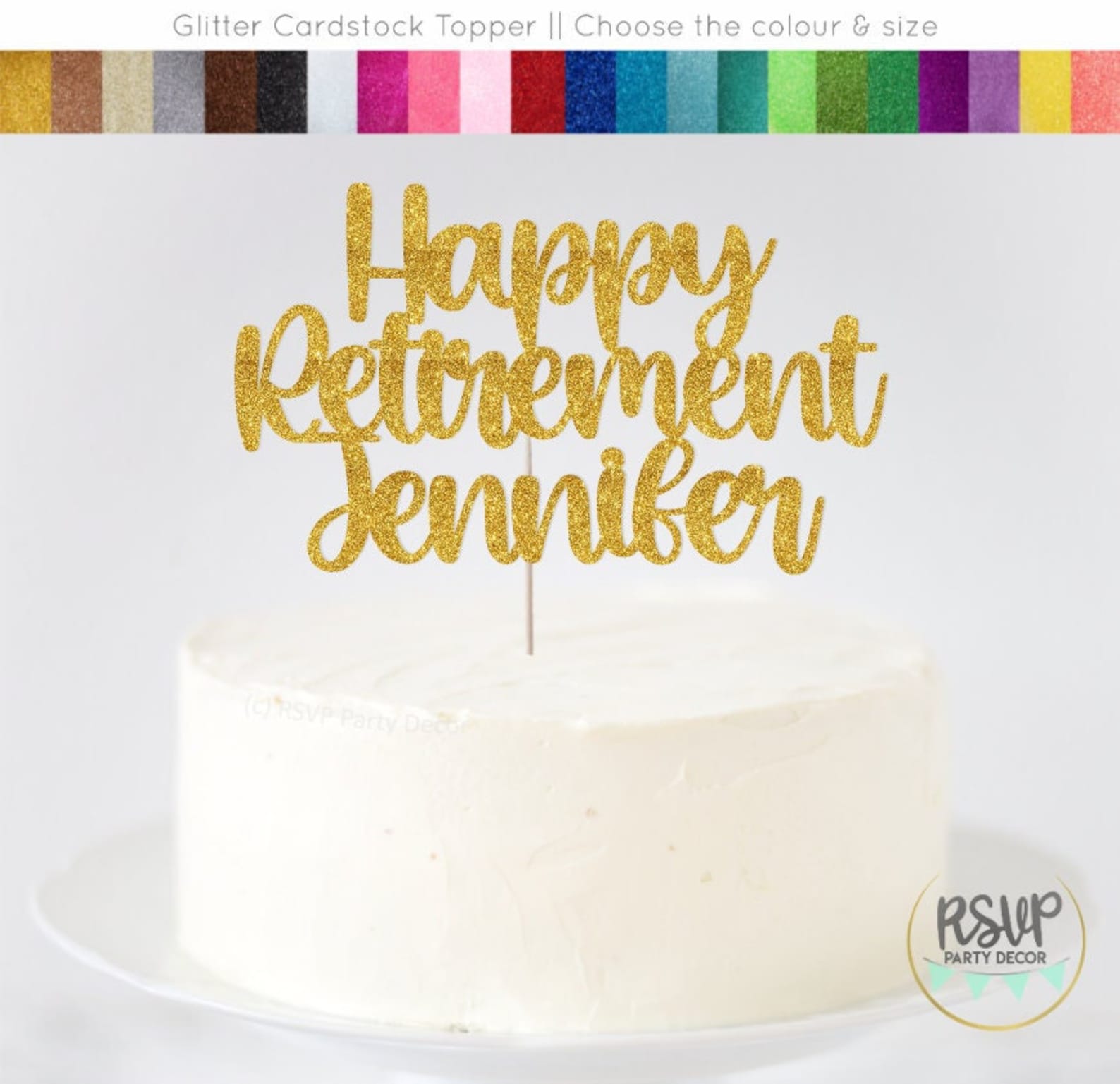 Custom Happy Retirement Cake Topper, Personalized Name Retired Cake ...