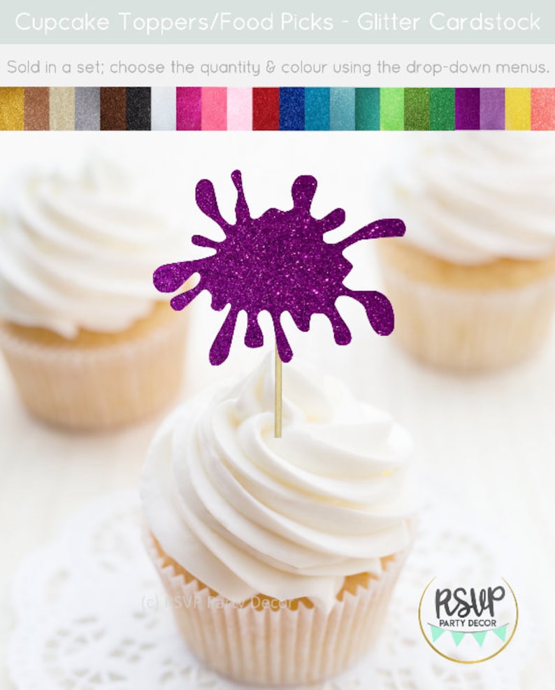 Slime Cupcake Toppers, Paint Splat Food Picks, Slime Themed Party, Lava ...