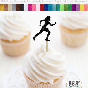 Female Running Cupcake Toppers, Runner Party Decorations, Cross Country ...