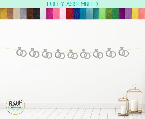 Wedding Rings Garland, Glitter Ring Banner, Engagement Party Banner ...