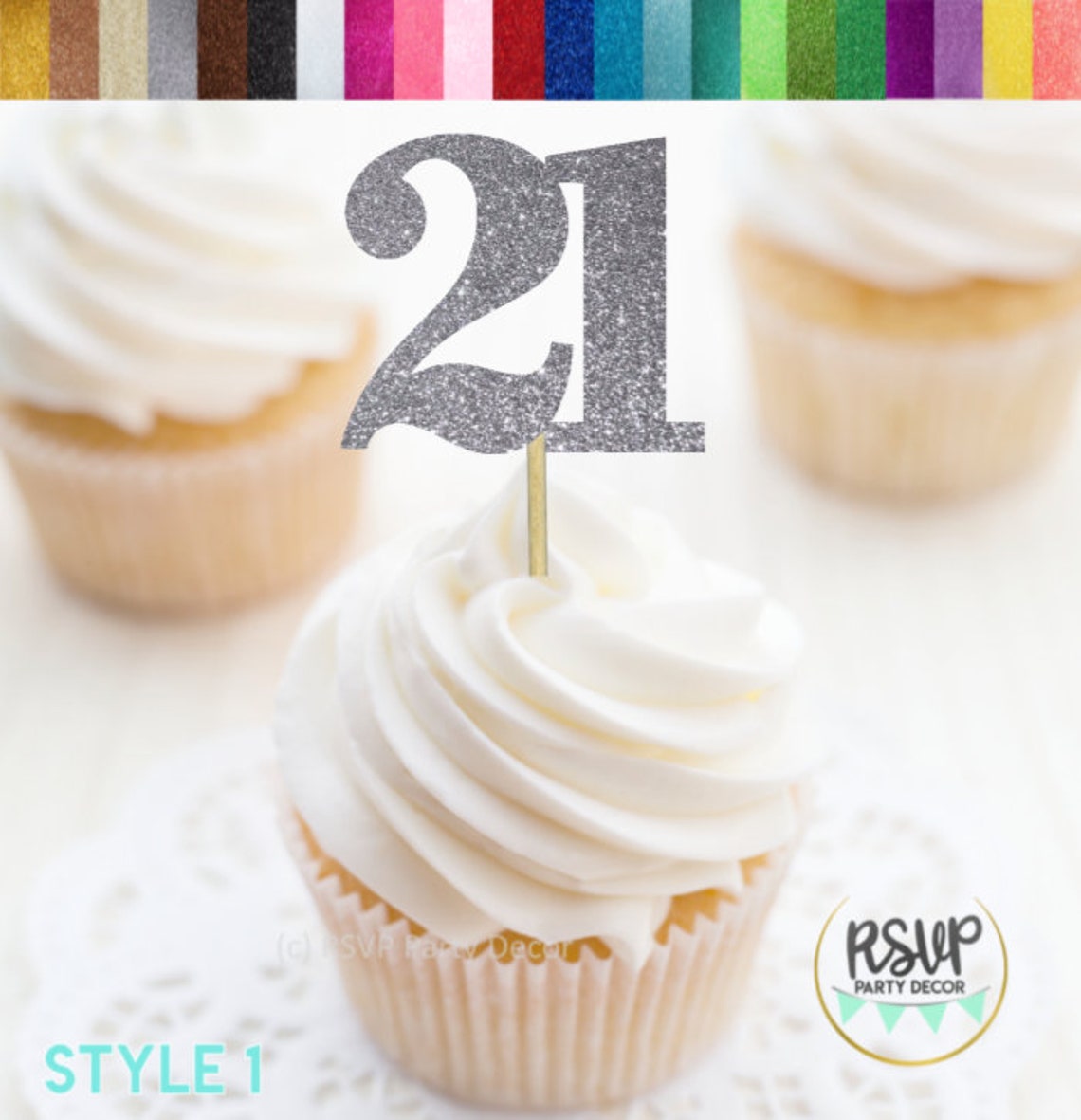 Number 21 Cupcake Toppers, Twenty One Food Picks, 21st Birthday ...