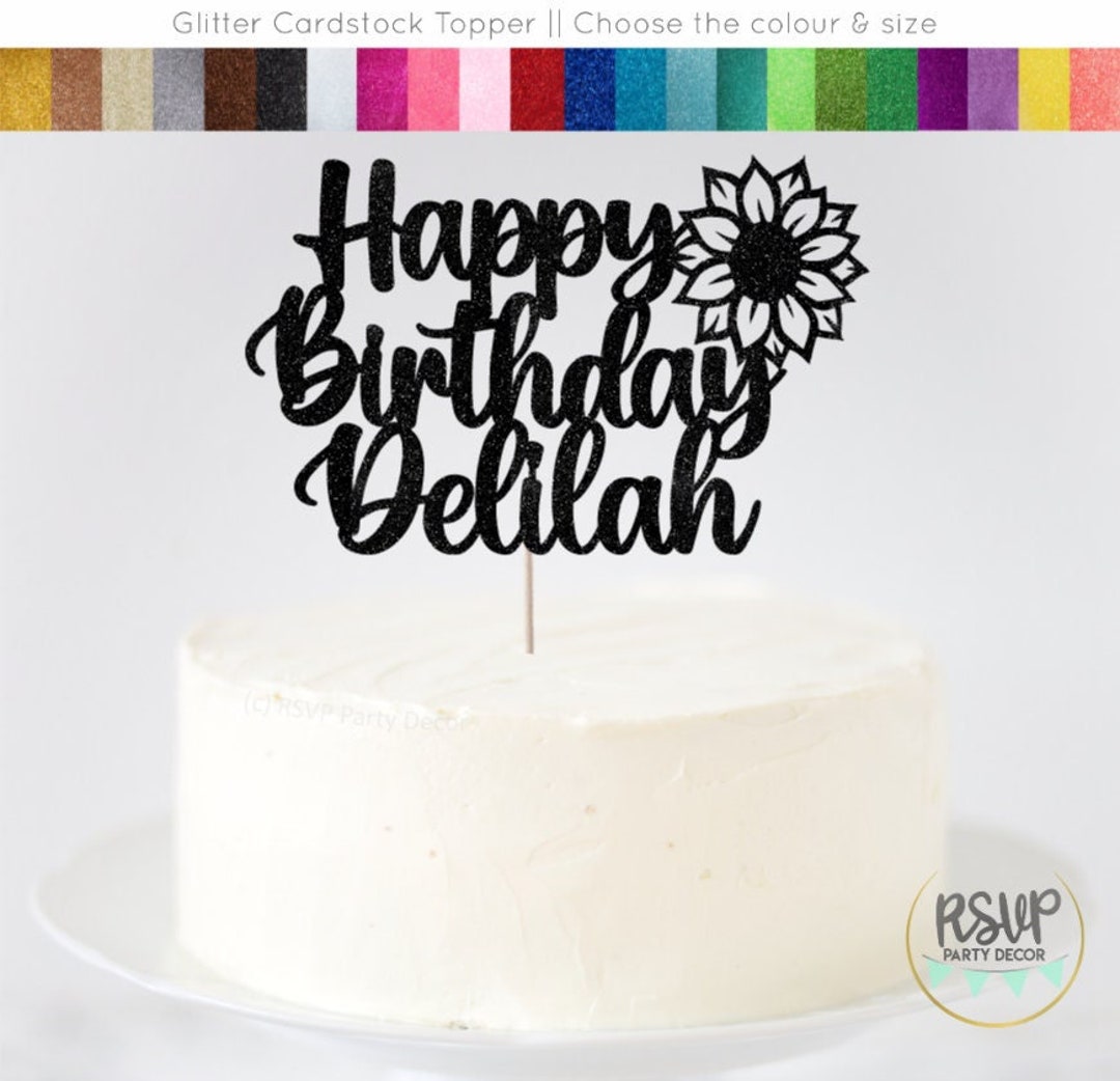 Custom Sunflower Happy Birthday Cake Topper, Flower Birthday Party ...