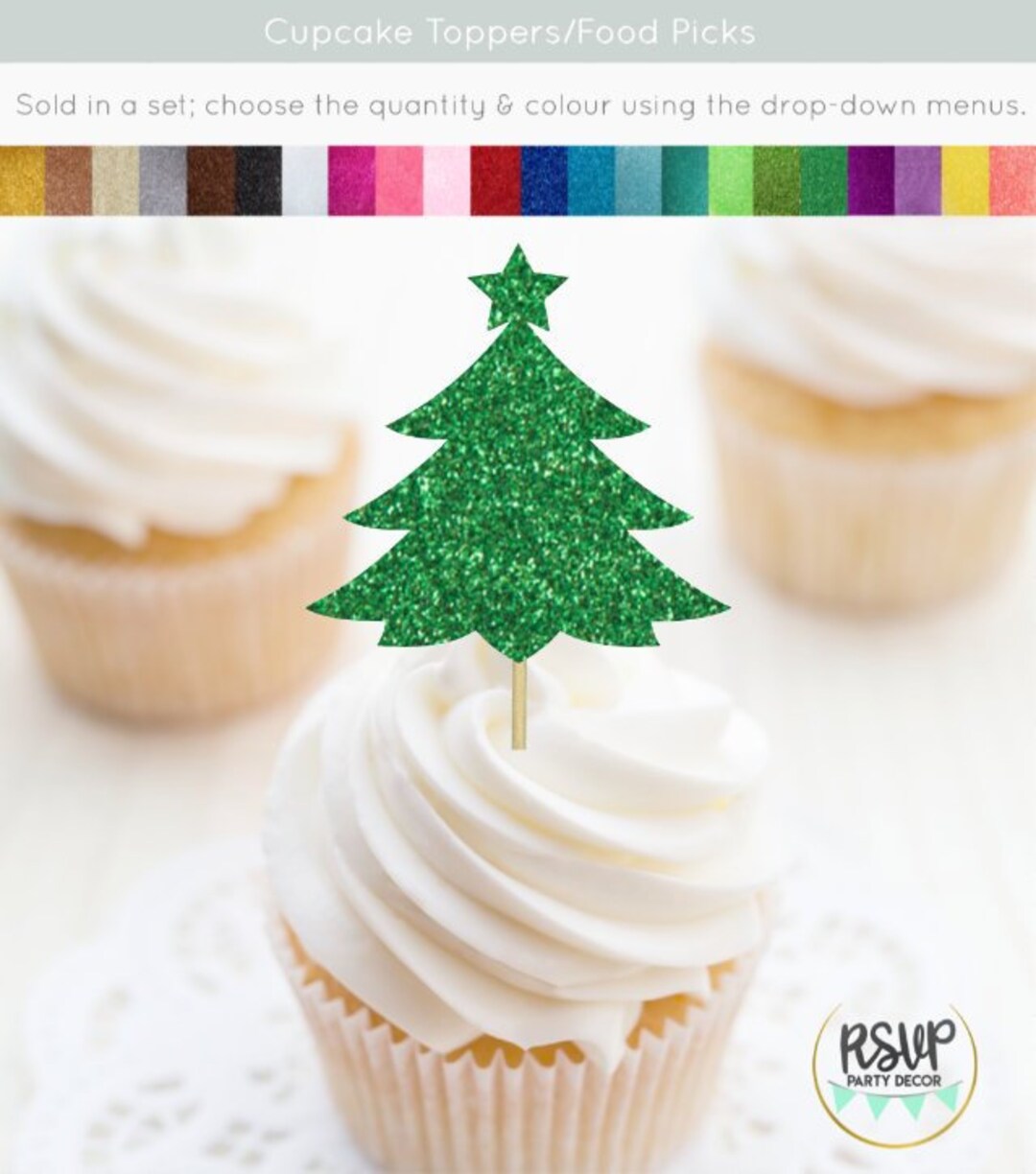 Christmas Tree Cupcake Toppers, Christmas Cupcake Toppers, Tree Food ...