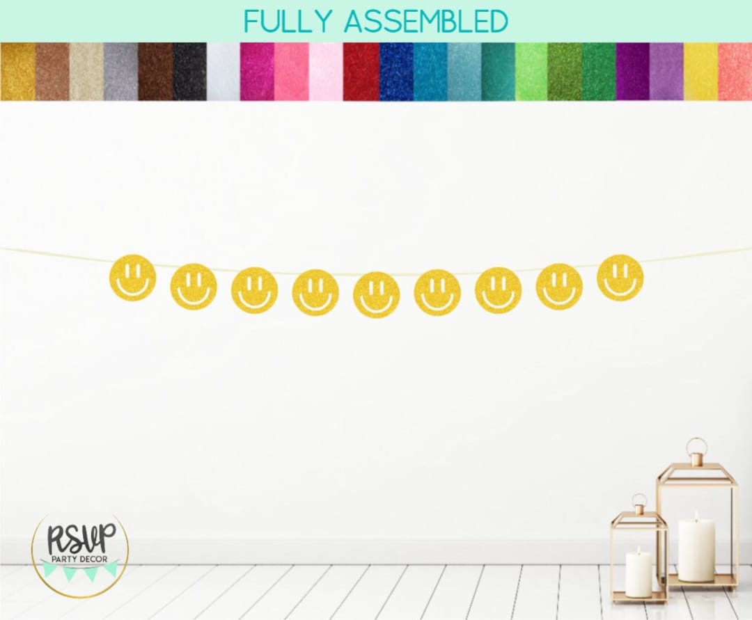 Smiley Face Garland, Emoji Banner, Tween Birthday Party Decorations ...