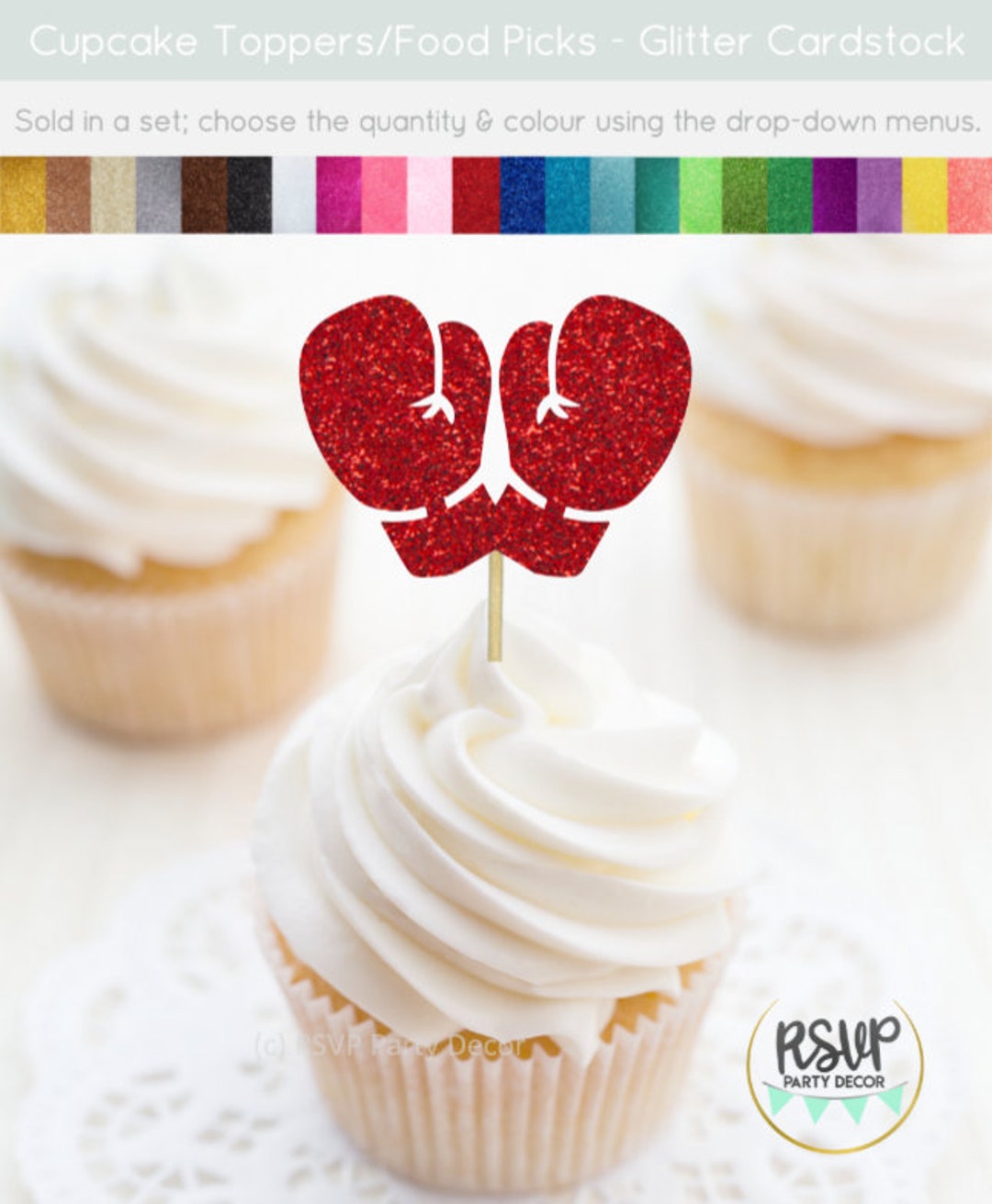 Boxing Gloves Cupcake Toppers, Fitness Cupcake Toppers, Boxer Birthday ...