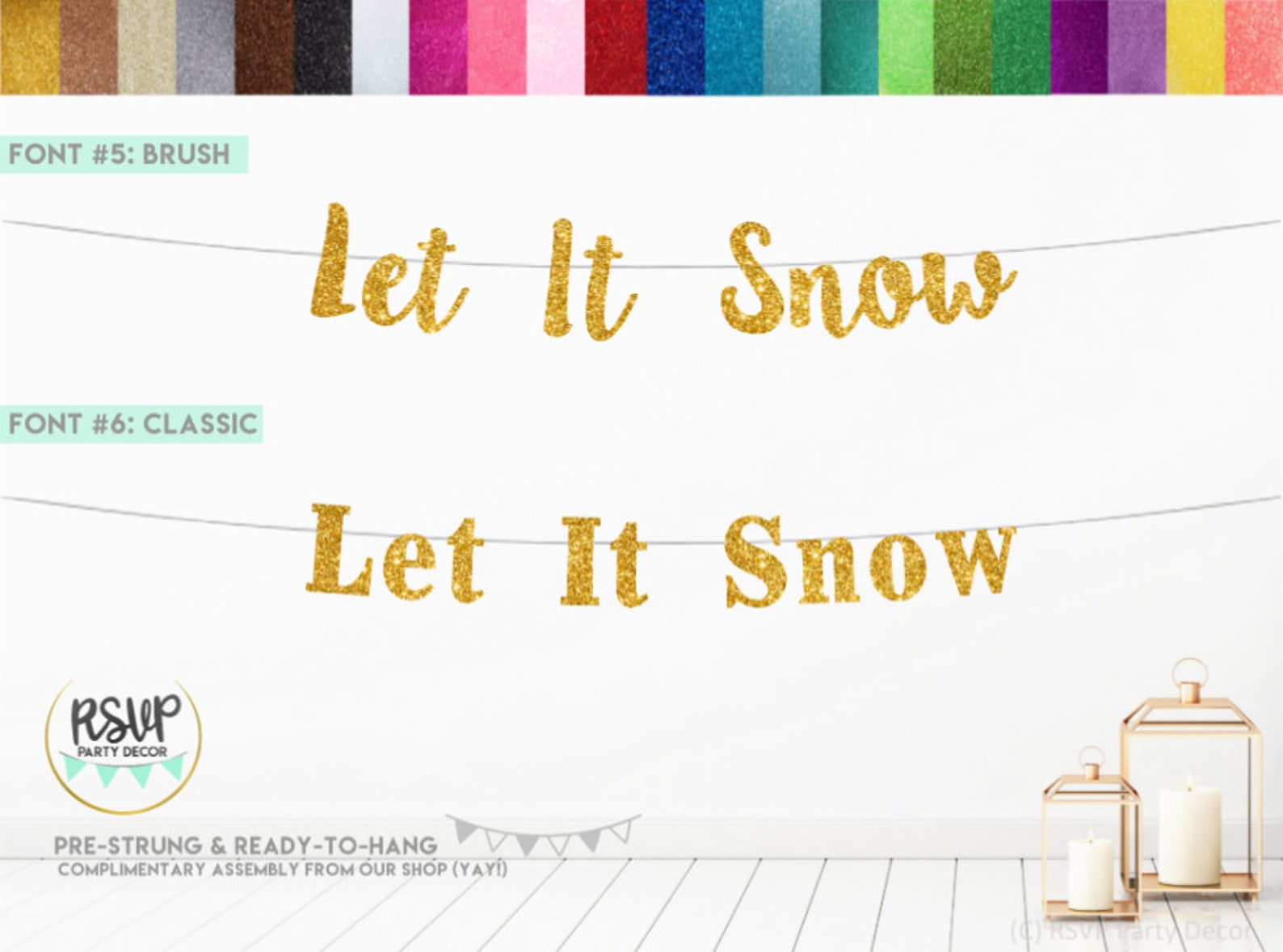 Let It Snow Banner Let It Snow Sign Glitter Christmas - Etsy