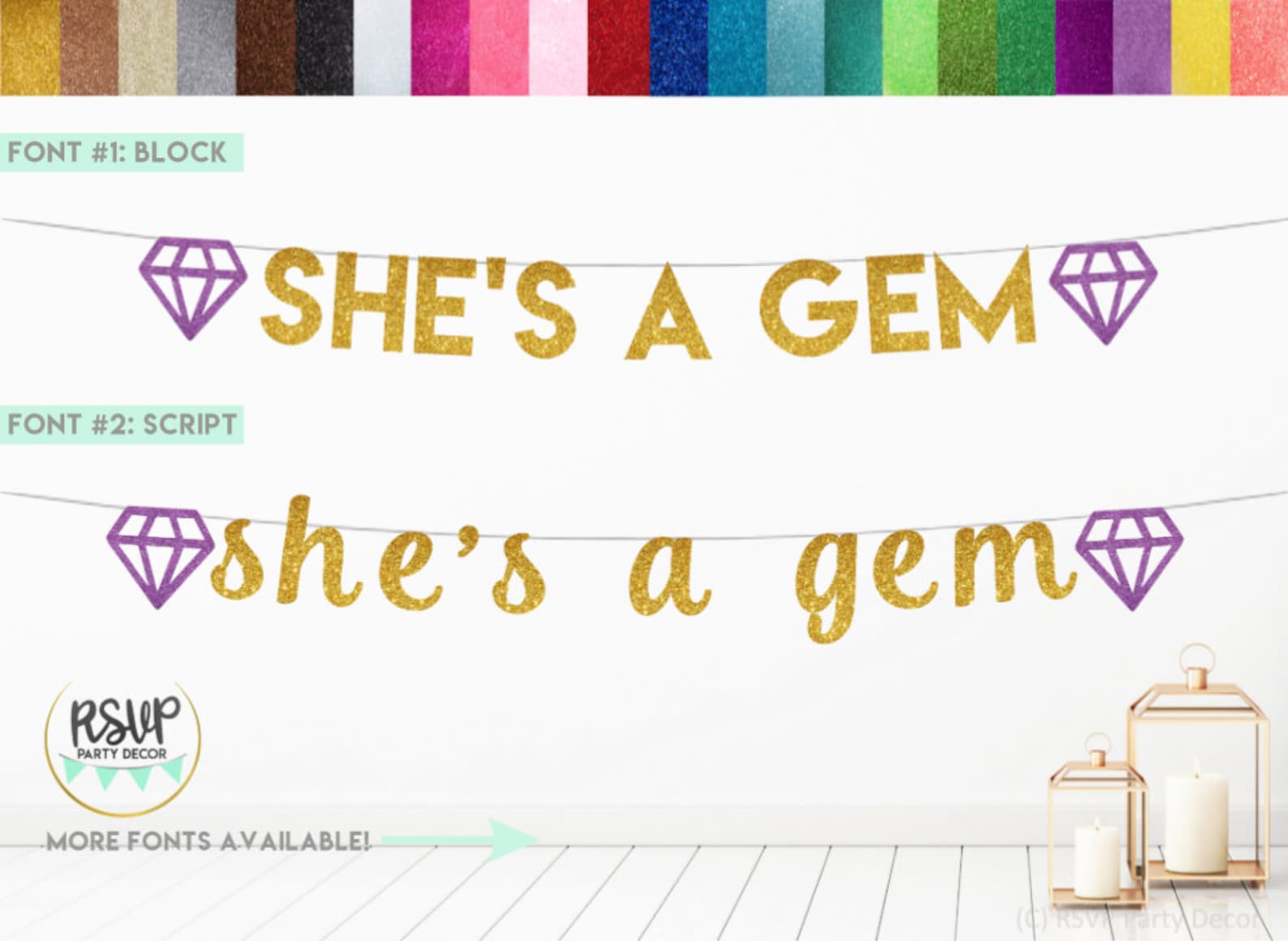 She's a Gem Banner, Gemstone Bridal Shower Banner, Amethyst Party ...