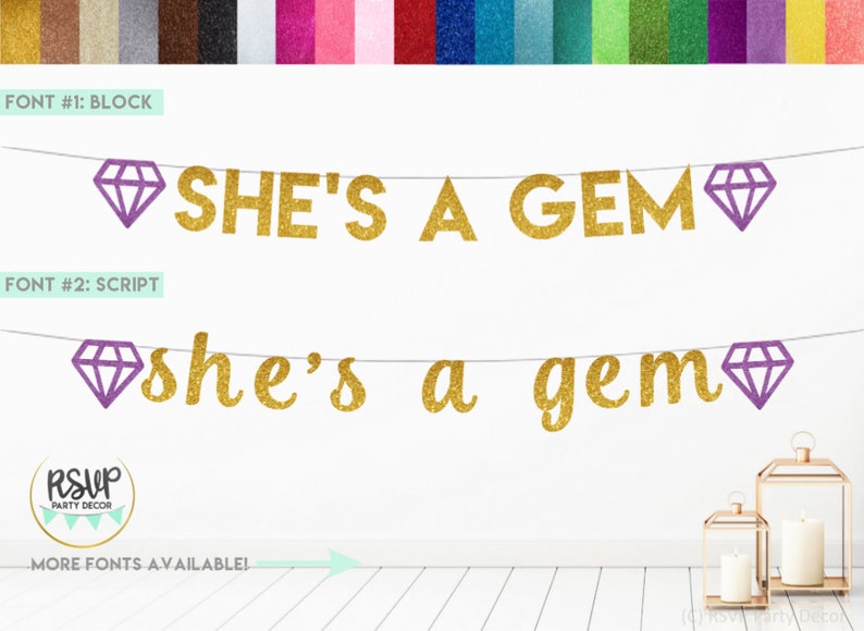 She's a Gem Banner Gemstone Bridal Shower Banner | Etsy