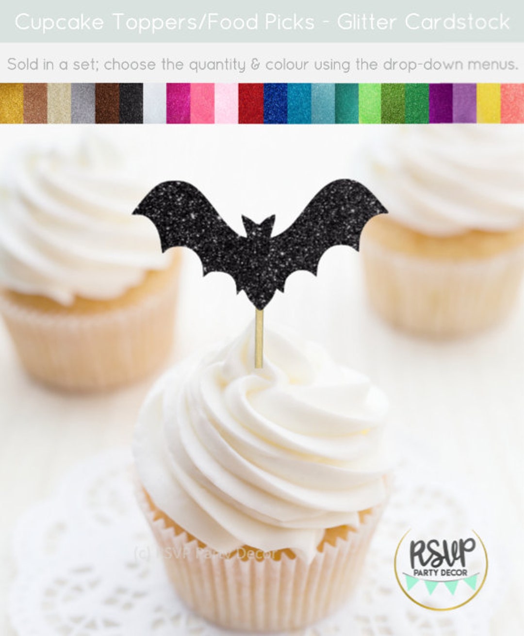 Bat Cupcake Toppers, Halloween Cupcake Toppers, Halloween Party ...