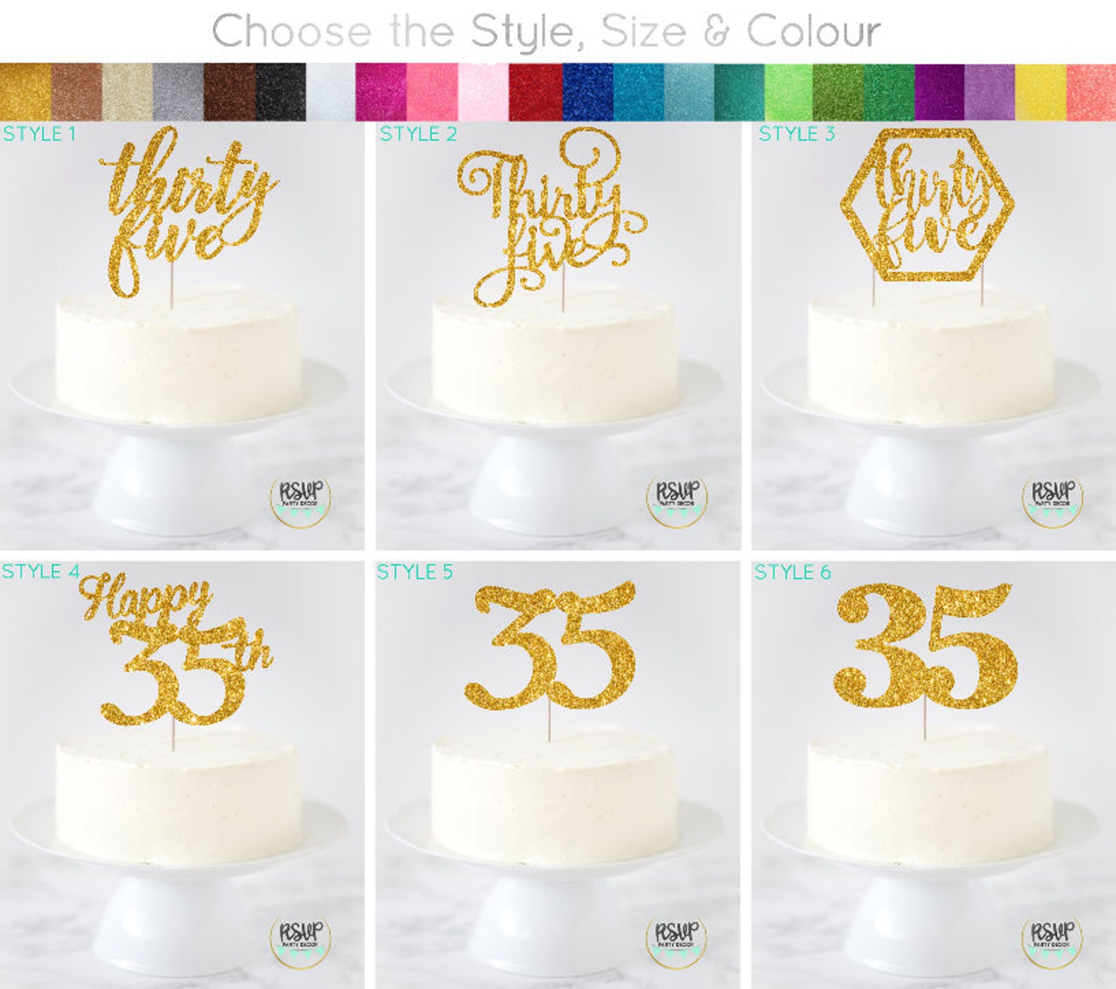 Thirty Five Cake Topper, 35 Cake Topper, Thirtyfive Cake Topper, Thirty ...