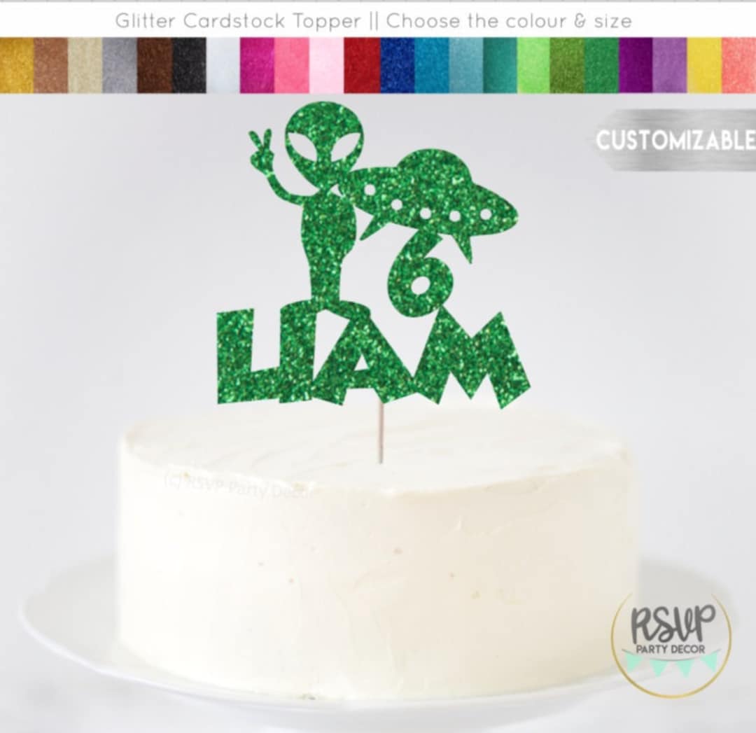 Custom Alien Cake Topper, Alien Themed Party Decorations, Space Party ...