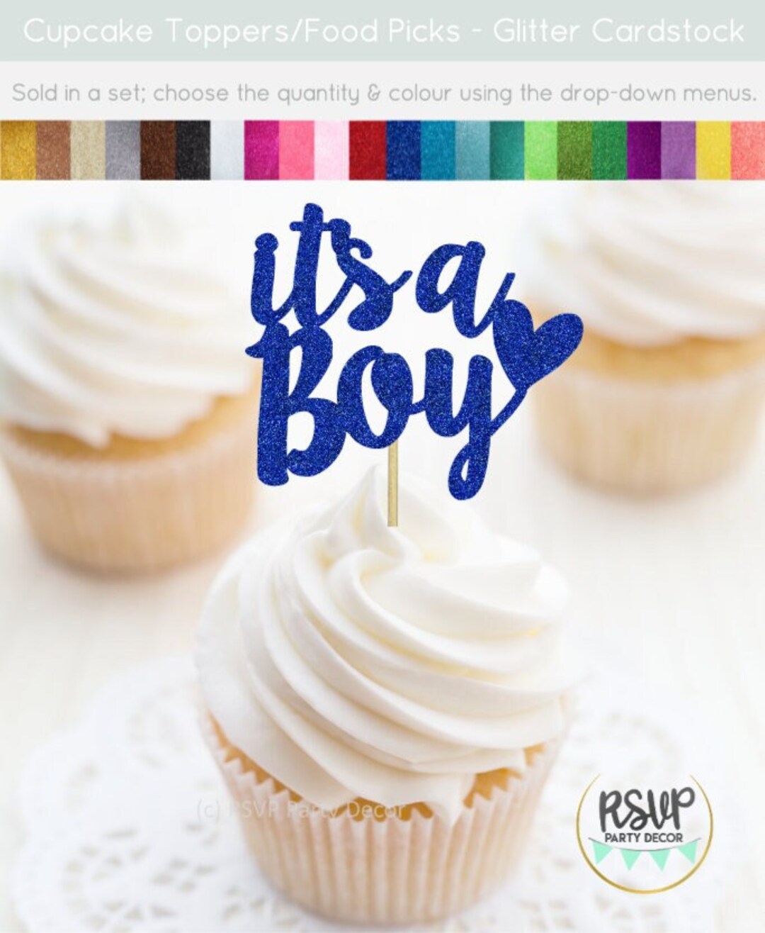 It's A Boy Cupcake Toppers, Boy Baby Shower Cupcake Toppers, Baby ...