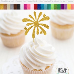 Firework Cupcake Toppers, Fourth of July Party Decor, July 4th Cupcake ...