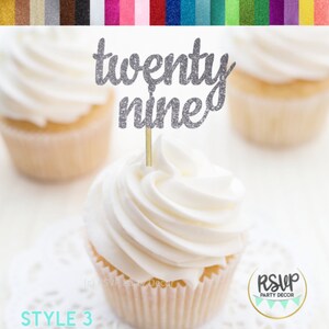 Number 29 Cupcake Toppers, Twenty Nine Food Picks, 29th Birthday ...