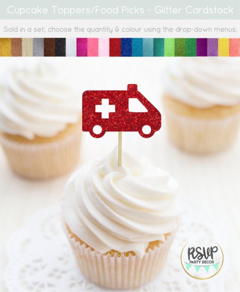 Ambulance Cupcake Toppers, Paramedic Cupcake Toppers, Nurse Cupcake ...