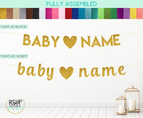 Custom Baby Name Banner, Personalized Baby Shower Banner, Baby ...