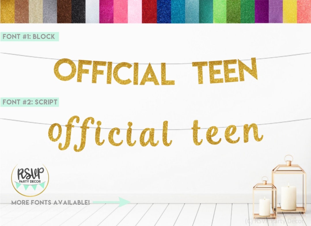 Official Teen Banner, Hashtag Teenager Sign, 13th Birthday Party ...