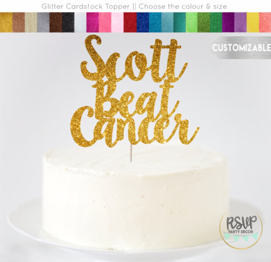 Custom Beat Cancer Cake Topper Cancer Free Cake Topper - Etsy