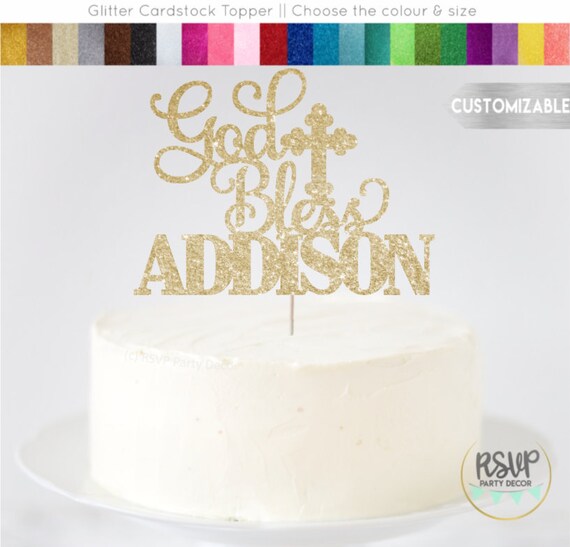 Custom God Bless Cake Topper, Baptism Cake Topper, Communion Cake ...