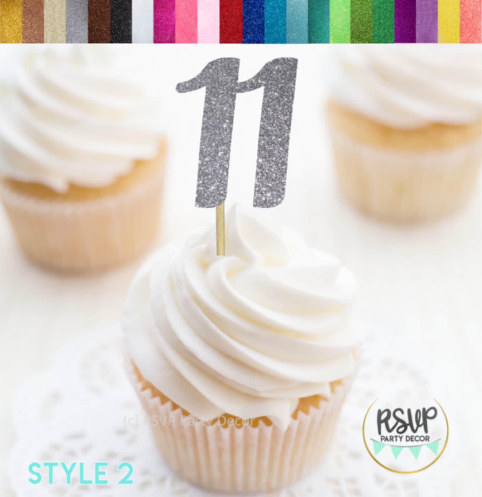 Number 11 Cupcake Toppers, Eleven Food Picks, 11th Birthday Decorations ...