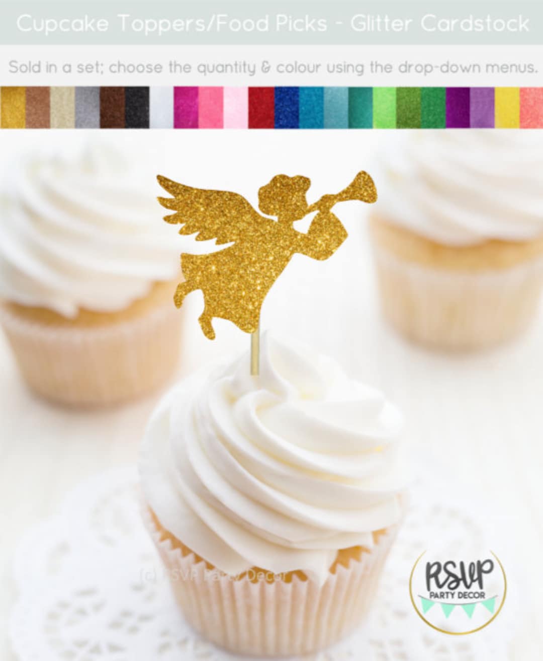 Angel Cupcake Toppers, Angel Food Picks, Christmas Party Decor ...