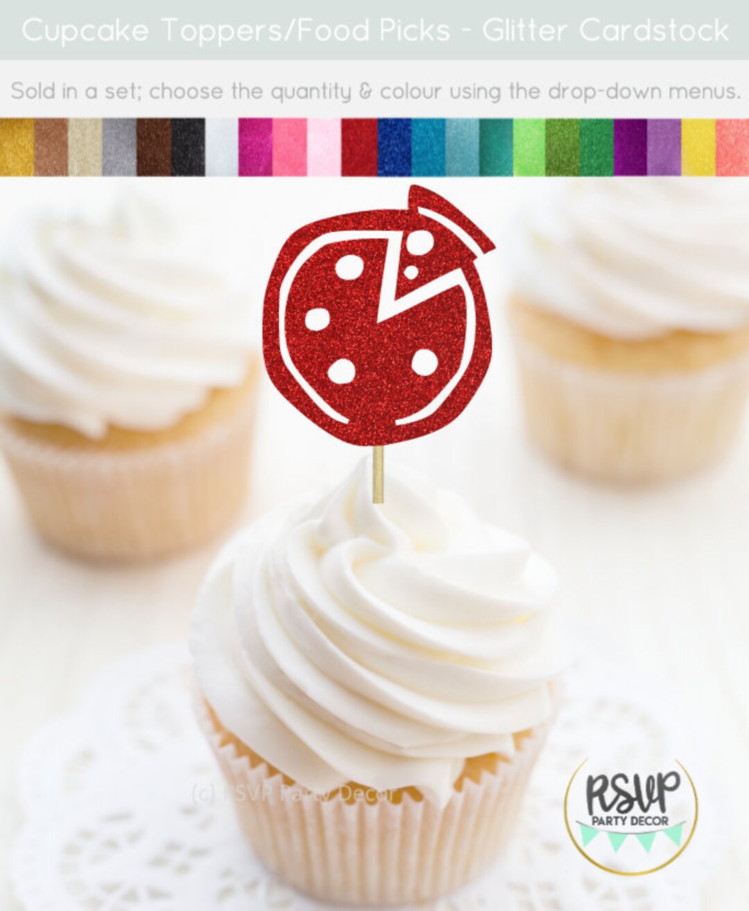 Pizza Cupcake Toppers, Pizza Party Decorations, Pizzabirthday Decor ...