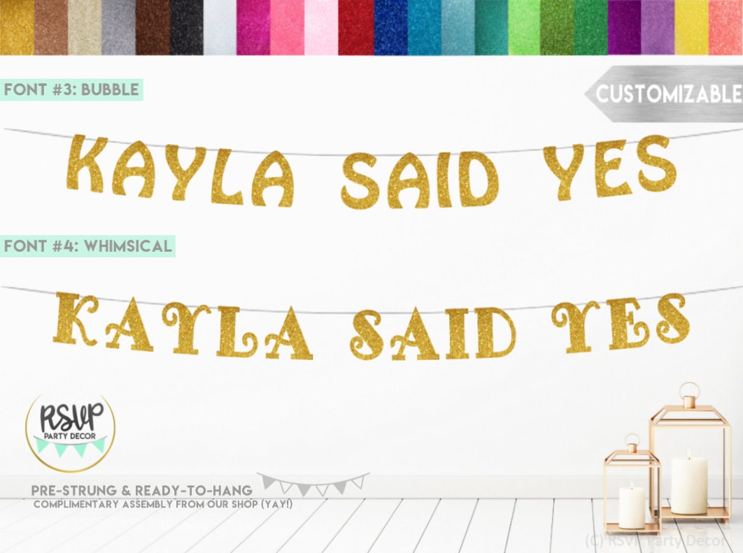 Custom Said Yes Banner Personalized Bachelorette Banner | Etsy