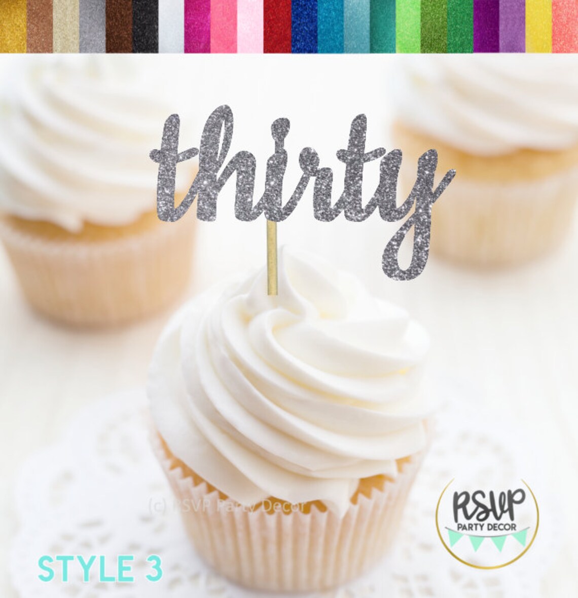 Number 30 Cupcake Toppers, Thirty Food Picks, 30th Birthday Decorations ...