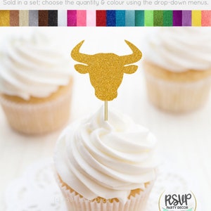 Bull Head Cupcake Toppers, Western Party Decor, Bull Party Decor ...
